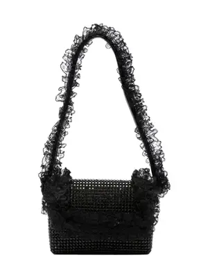 SELF-PORTRAIT Crystal-embellished Shoulder Bag - Black