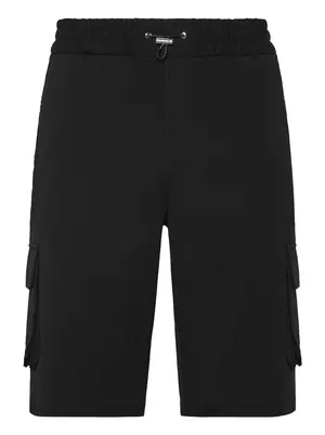 Philipp Plein Cotton Cargo Shorts - Black