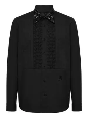 Philipp Plein Strass-detail Long-sleeve Shirt - Black