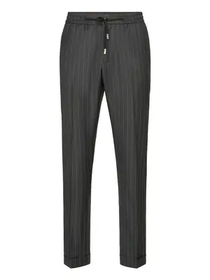 Philipp Plein Pinstriped Wool Jogging Trousers - Grey