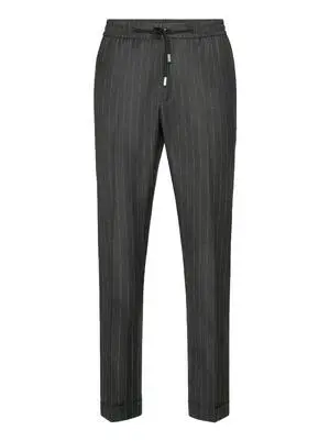 Philipp Plein Pinstriped Wool Jogging Trousers Grey
