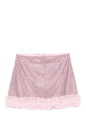 SELF-PORTRAIT Crystal-embellished Mini Skirt - Pink