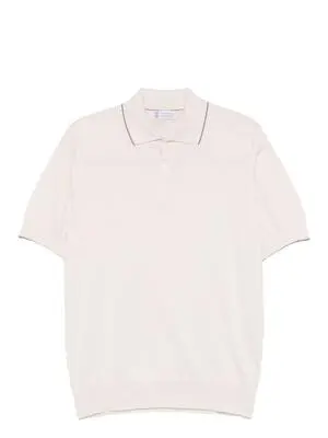 Brunello Cucinelli Contrasting-trim Polo Shirt - Neutrals