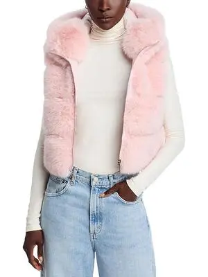Adrienne Landau The Landau Faux Fur Vest - Chalk Pink