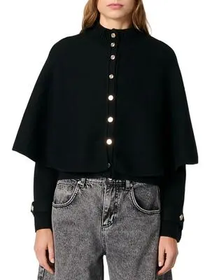 Maje Cape Effect Cardigan - Black