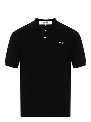 Play Comme Des Garcon Heart-patch Cotton Polo Shirt Black