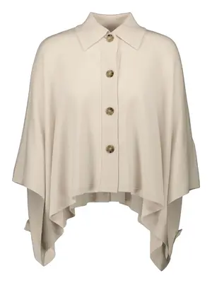 ALLUDE Fine-ribbed Cape - Neutrals