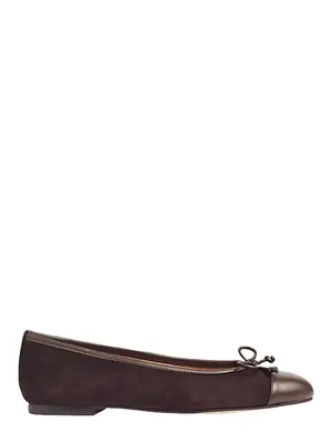 LK BENNETT Suede Ballerina Flats With Contrast Toe - Bro-dark Chocolate
