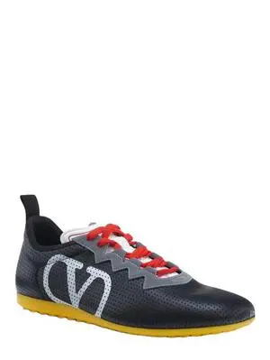 Valentino Garavani Valentino Garavani Chromation Perforated Leather Sneakers Black Multi