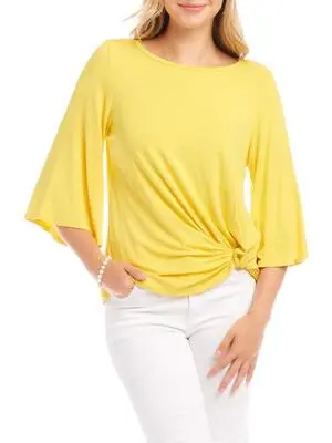 Karen Kane Flare Sleeve Twist Hem Top - Lemon