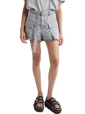 Sacai Belted Cargo Denim Shorts - Gray 301