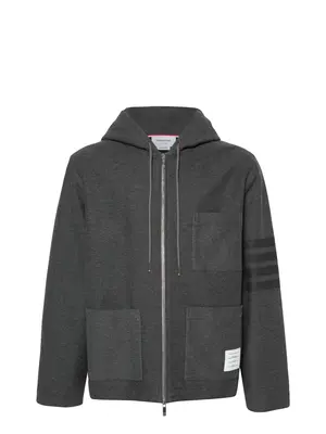 Thom Browne Bar-stripe Hooded Jacket - Grey