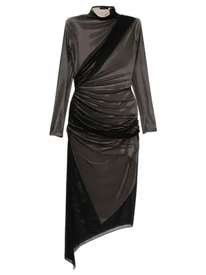 MUGLER Asymmetrical Double-layered Dress - Black