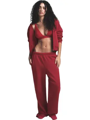 SKIMS SKIMS Cotton Fleece Straight Leg Pant Brick