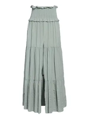 DONDUP Maxi Flared Cotton Skirt - Sage Green