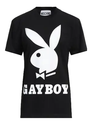MOSCHINO X PLAYBOY Logo-print T-shirt - Black