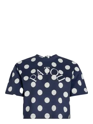 Patou Logo-print Split-back T-shirt - Blue