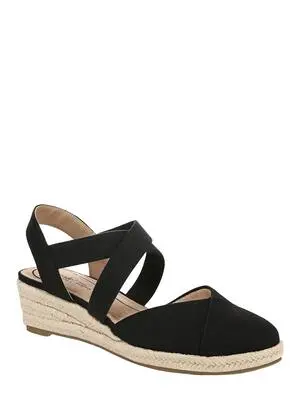 LIFESTRIDE Kimball Espadrille Slingback Wedges - Black