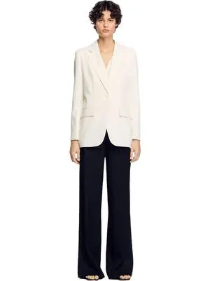 Sandro Sequinned Striped Suit Jacket - Ecru