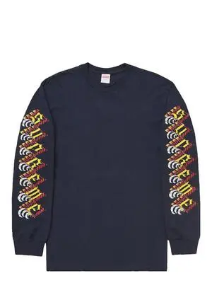 Supreme Strawberries Long Sleeve Tee Shirt - Navy Blue