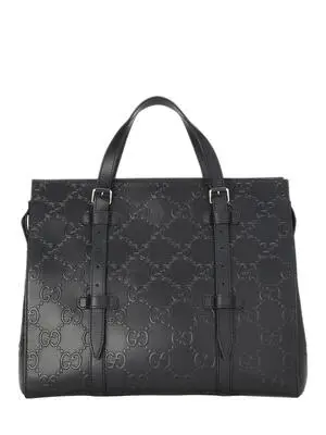 Gucci Embossed Gg Leather Tote - Black