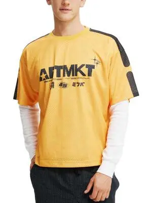 COTTON ON Graphic Box Fit T-shirt Safety Yellow Aftmkt Race