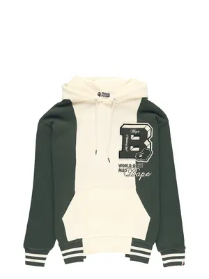 A BATHING APE Badges Color Block Hoodie - Cream
