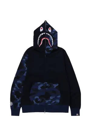 A BATHING APE Color Camo Shark Full Zip Hoodie - Blue