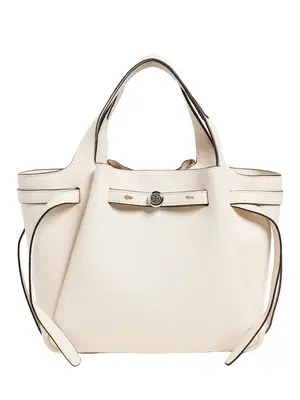 Tory Burch Romy Pebbled Satchel - Light Cream