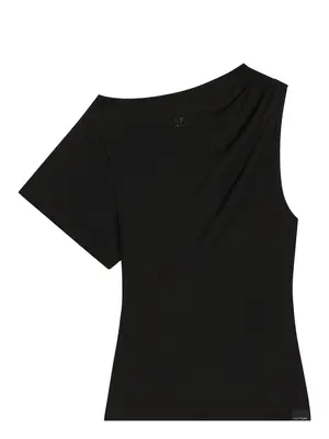 COURREGES Asymmetric Draped T-shirt - Black