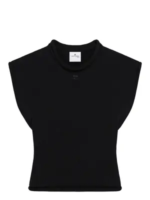 COURREGES Cropped Sleeveless Jumper - Black
