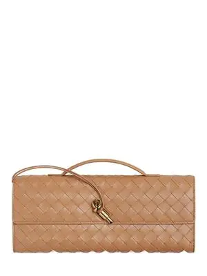 Bottega Veneta Leather Andiamo Clutch Neutral