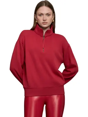 Carbon38 Half Zip French Terry Sweatshirt Crimson Red