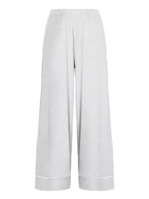 Lounge Contrast-piping Wide-leg Modal-jersey Pyjama Trousers - Grey Marl