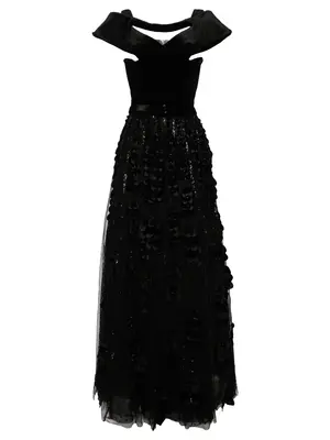 SAIID KOBEISY Saiid Kobeisy Beaded Velvet-Top Maxi Dress