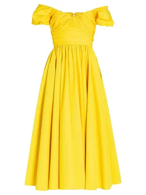 Giambattista Valli Poplin Midi Dress - Yellow