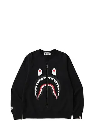 BAPE Shark Metal Zip Crewneck Sweatshirt - Black
