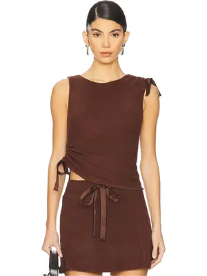 AMELIE TEJE Ribbon Toggle Top - Chocolate