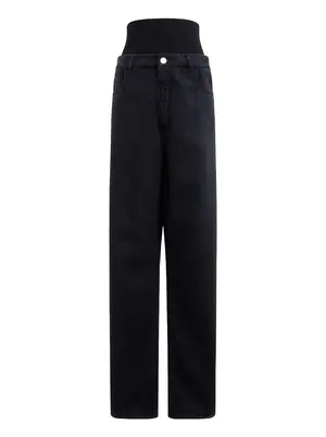 Alaïa Knit Band Waist Straight Leg Jeans - Noir