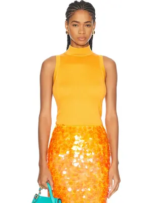 Carolina Herrera Mock Neck Top - Marigold