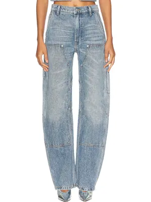 Alexander Wang High Waisted Wide Leg Jeans - Classic Worn Indigo