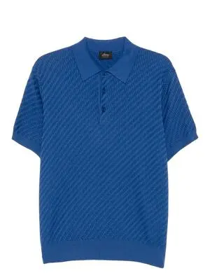 Brioni Herringbone Polo Shirt - Blue