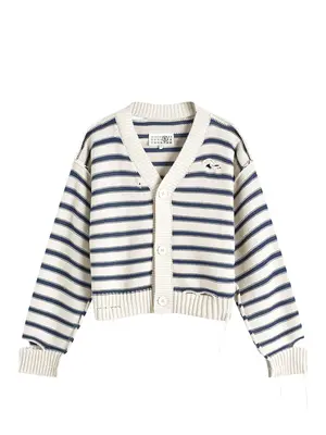 MAISON MARGIELA Striped Button-up Cardigan - Chalk/navy