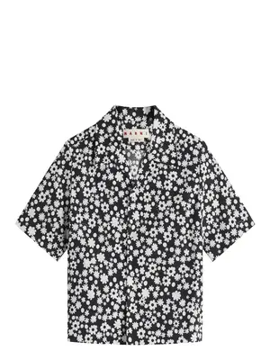 Marni Floral Cropped Shirt - Black