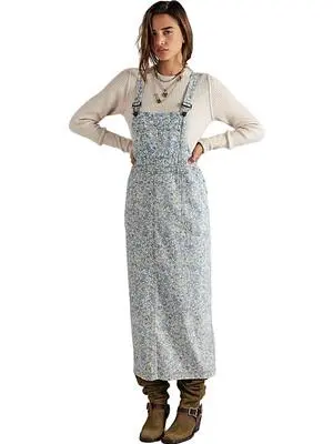 Free People Hanson Apron Midi Dress - Chambray Combo