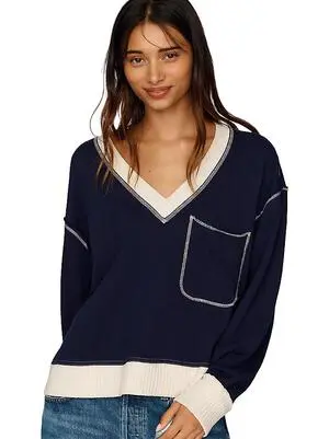 PILCRO Montana Pocket Knit Top - Navy