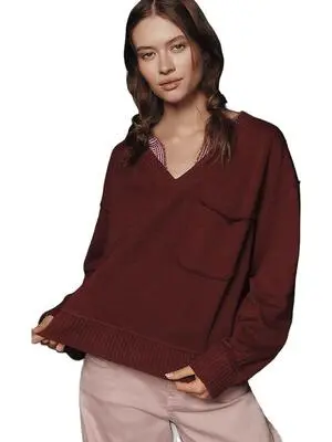 PILCRO Montana Pocket Knit Top Rose Taupe