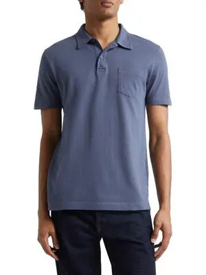 Sunspel Riviera Cotton Piqué Polo - Selvedge Blue