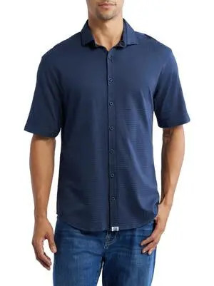 Johnnie-o Surfsucker Knit Short Sleeve Button-up Shirt - Lake
