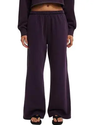 COTTON ON Wide Leg Trackpants - Washed Dark Mulberry